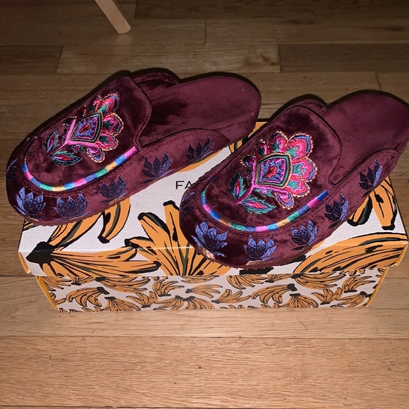 Anthropologie | Shoes | Farm Rio Burgundy Velvet Tapestry Clog | Poshmark